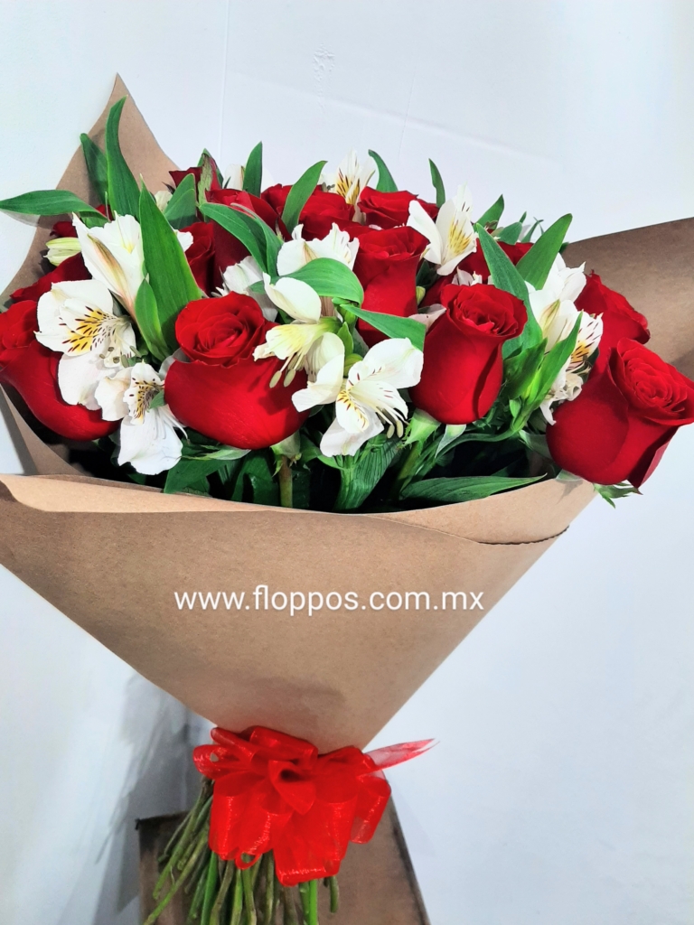 RAMO 24 ROSAS ROJAS ALSTROMELIA – Floreria Floppos Boutique floral